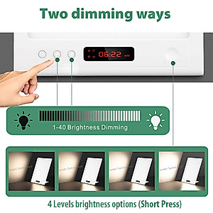 Light Therapy Lamp UV-Free 12000 Lux with Sunrise Sunset Simulation, Wake-up Light with 40 Level Adjustable Brightness, 5 Timer Function, Full Spectrum LED Sunlight for Home Office
