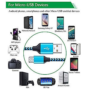 USB Charger Plug Home Wall Adapter 6Ft Micro USB Cable Android Charger Cord Fast Charging for Samsung Galaxy J7 Crown/J7 Star/J7 Prime/J7 Sky Pro/J7 Refine/J7 Pro/J7 Neo/J7v Prime S7 S6 J3 LG K10 V10