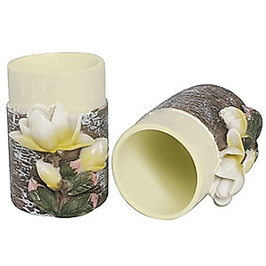 LUANT Bathroom Decorative Accessary Set, Vanity Countertop Organizer Including Soap Dispenser, Tumblers, Jewelry Tray and Brush Holder Decorated with 3D Tree and Flower