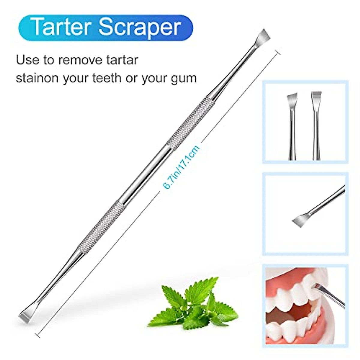 Dental Tools, Sopito 3PCS Teeth Cleaning Tools Stainless Steel Dental Scraper, Scaler Pick Plaque Remover Set