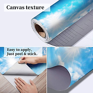 3D Wallpaper The Sun with Bright Rays in The Blue Sky with White Light Clouds Self Adhesive Bedroom Living Room Dormitory Decor Wall Mural Stick and Peel Background Wall Ceiling Wardrobe Sticker