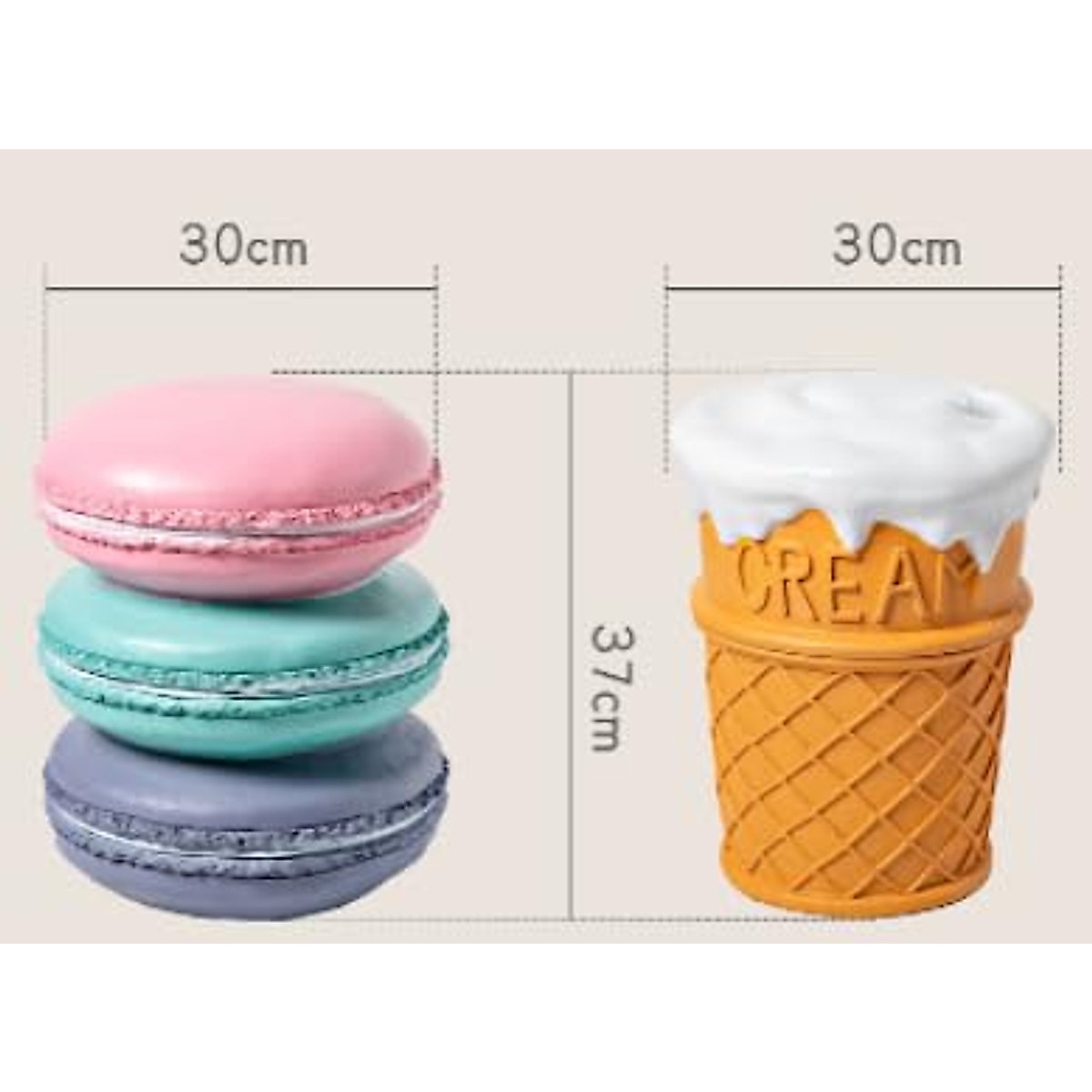 Food Shoe Changing Stool, Simulated Food Stool, Cute Soft Simulated Food Stool, Soft Resin Retro Fun Ingenious Decorative Low Food Shoe Changing Stool for Home, Lightweight Comfortable(Ice Cream)