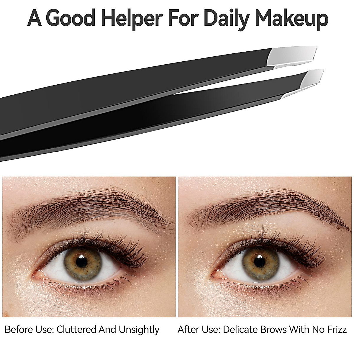 Tweezers Set-4 Pieces Slanted and Pointed Stainless Steel Tweezers (Black)