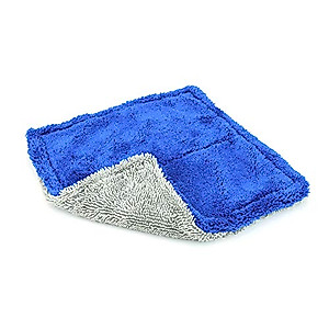 [Amphibian Mini] Dual Side Glass Cleaning Microfiber Towel - One Side Twist, One Side Plush - 8"x8" (Blue/Gray) 3 Pack