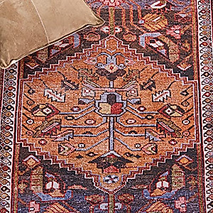 SAFAVIEH Tucson Collection Accent Rug - 3' x 5', Navy & Rust, Boho Persian Design, Non-Shedding Machine Washable & Slip Resistant Ideal for High Traffic Areas in Foyer, Living Room, Bedroom (TSN127N)