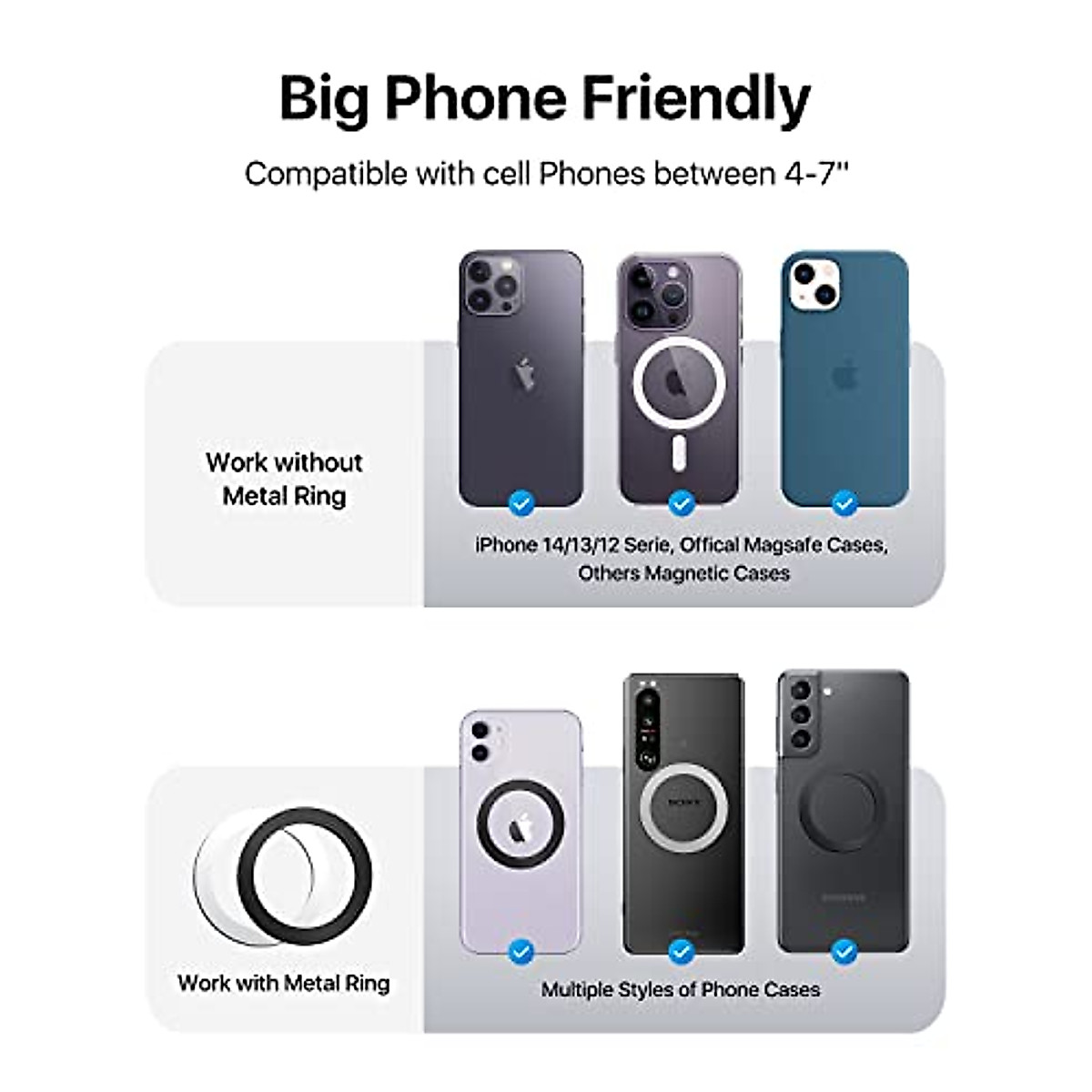 andobil Newest Magnetic Car Phone Mount Pro [Strongest Magnet, Big Phone Friendly] Ultra Stable MagSafe Car Vent Mount, Magnetic Phone Holder Car Fit for iPhone 14 13 12 Pro Max Android Samsung S23