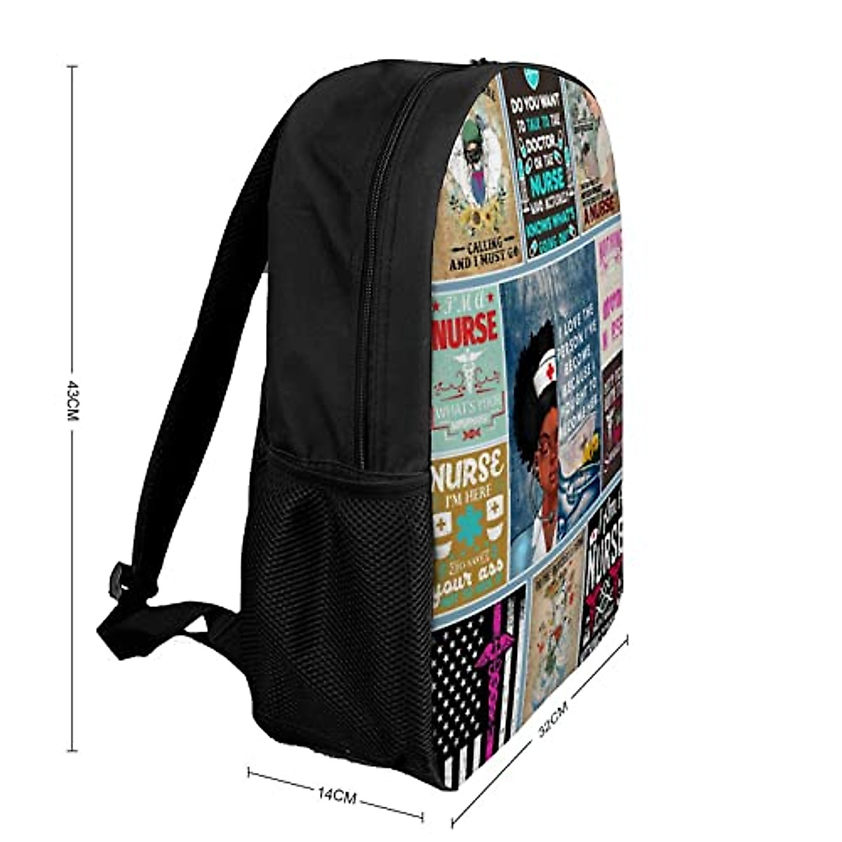 17 Inch Nurse Backpack Cool Nurse Theme Backpack Lightweight Waterproof Laptop Backpacks Casual Bags Gifts for Girls Women