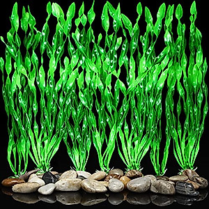 Giegxin 30 Pieces Artificial Seaweed Plants Aquarium Plants Plastic Seaweed Decor Plastic Fish Tank Plant Decorations Fake Seaweed Decoration for Household and Office Aquarium (Green)