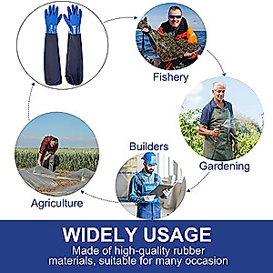 2 Pairs Long Gloves Extra-long 27.5 Inch Rubber Gloves Waterproof PVC Reusable Long Gloves Long Cuff Gloves Heavy Duty Anti-skid Acid-alkali and Oil for Household Fishery Agriculture Animal Husbandry