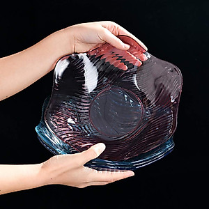 Hemoton Serving Bowl Platter Fruit Holder Bowl Clear Salad Bowl for Home Party Chips Candy Snack Flower Pattern Wave Edged 25.8cm (Blue)