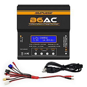 SUPULSE Lipo Battery Charger 1-6S AC/DC 80W and Lipo Battery Charger DC 3.7V 1S 1 Cell RC Charger Micro 5 Ports with LED Indicator