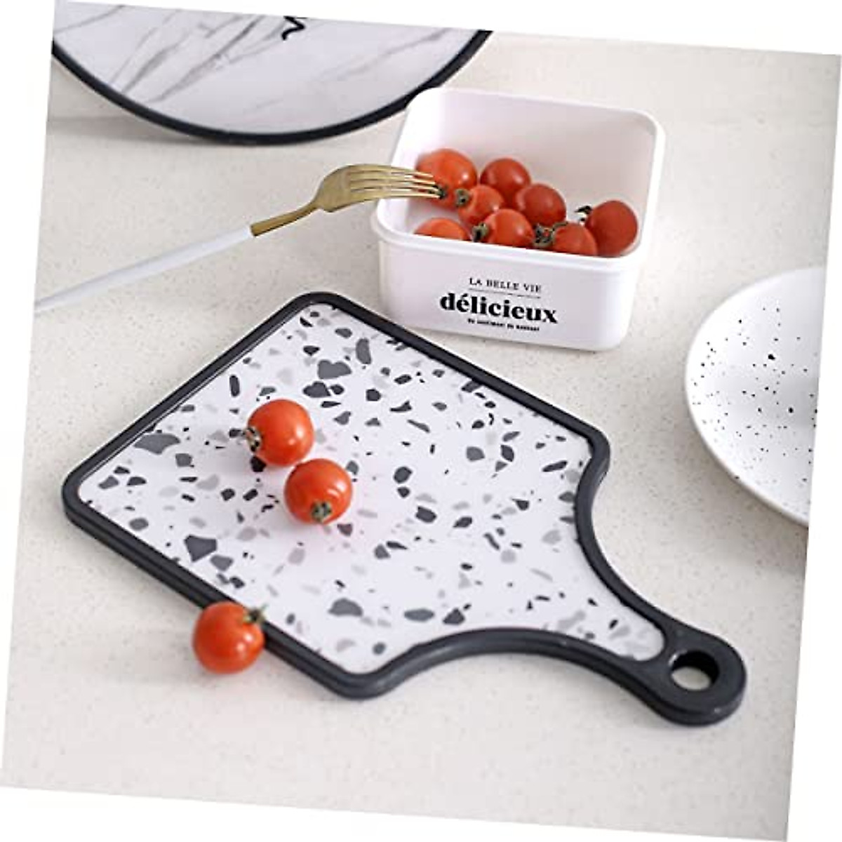 BESTonZON Fruit Tray Plastic Trays Wooden Trays Kitchen Chopping Tray Kitchen Cutting Board Wooden Carving Board Safe Chopping Board Cutting Sheets for Kitchen Plastic Cutting Board Terrazzo