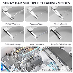 Luxury Smart Toilet with Bidet Built In Bidet Toilet Heated Seat, Foot Sensor,Warm water and Air Dryer,Voice Control, 1.28 GPF Powerful Auto Flush, Instant Hot Water and Ambient Lighting-Black