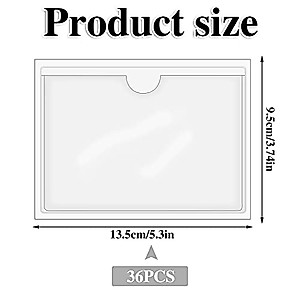 36 Pack Adhesive 3" x 5" Index Card Pockets with Top Open for Loading, Clear Plastic Labels Holders for Organizing, Storage Bins, Library Card, Totes, Shelves
