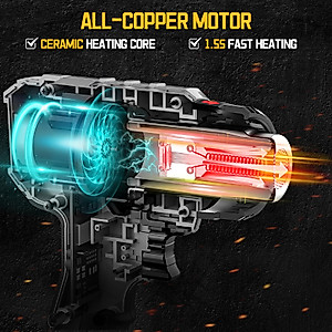 Cordless Heat Gun for DeWALT 20v/18v Battery, 350W Rated 990°F Heavy Duty Hot Air Gun Kit, Heat Gun Tool with 4pcs Nozzles&Scraper for Crafts, Shrink Wrap, Wire Connection(Do NOT Include Battery)