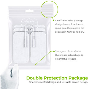 AUVON TENS Unit Electrode Pads 2"x4" 24 Pcs Value Pack, Reusable Latex-Free TENS Unit Pads with Upgraded Self-Stick Performance, Rectangular Replacement Pads for TENS 7000, Etekcity TENS EMS Machine