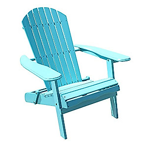 Merry Garden Northbeam Outdoor Lawn Garden Portable Foldable Wooden Adirondack Accent Chair,Deck,Porch,Pool and Patio Seating with 250 Pound Capacity,Teal