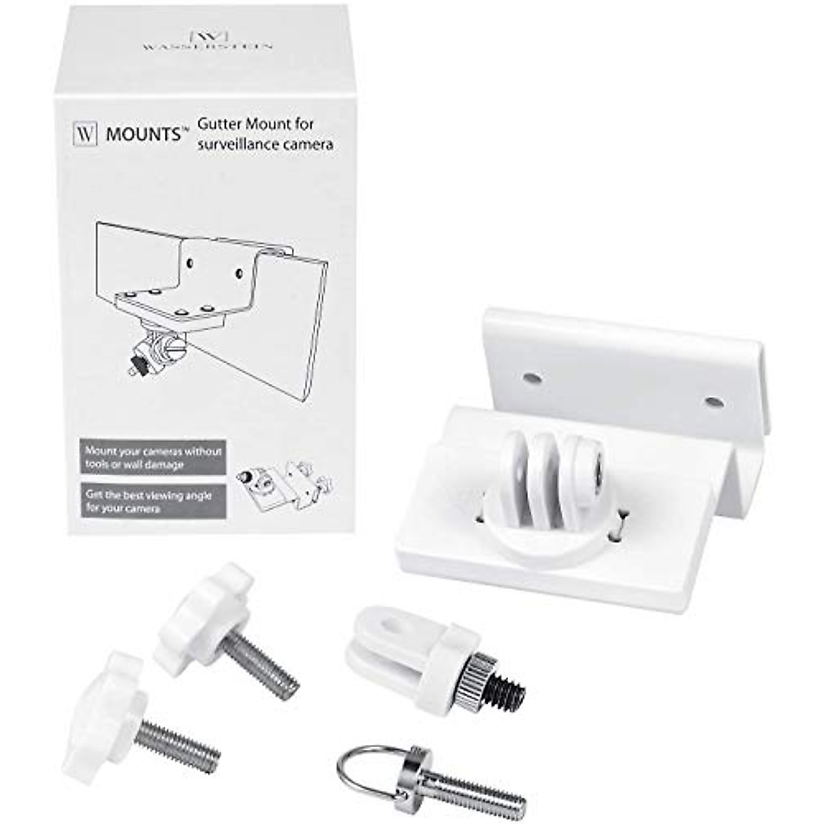 Wasserstein Weatherproof Gutter Mount Compatible with Arlo Pro/Pro2/Pro3/Pro4/ HD/Ultra/Ultra 2 (White)