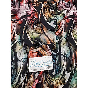 Levi Textiles, INC. Stretch Imitation Silk Chiffon Spandex Digital Print - 4 Way Stretch - 90/10 Stretch- 58/60" - Sold BTY (Ghost Waves)