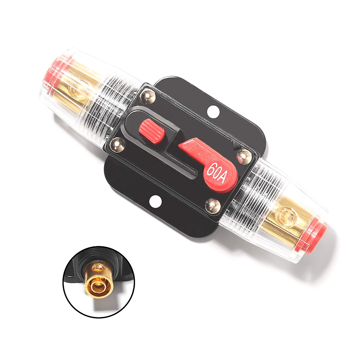 Beneges 2 Pcs Car Audio Inline 60A Amps Circuit Breaker, 12-24V DC Overload Protection Fuse with Manual Reset, for Car Audio Marine Boat Stereo Switch Inverter Replace Fuses