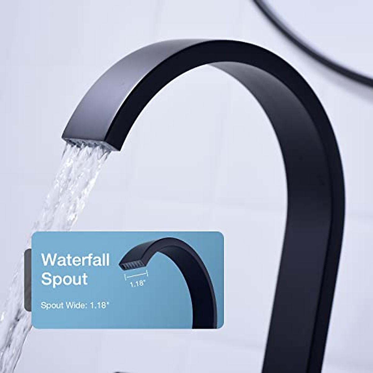 DIKUROOMS Bathroom Faucet 2 Handle 4 Inch Centerset Lavatory Vanity Sink Faucet with Overflow Pop-Up Drain and cUPC Water Supply Lines, Square Shaped 360 Degree Swivel Waterfall Spout, Matte Black