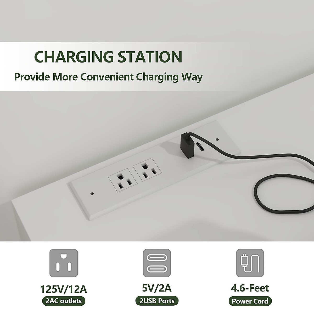 Loomie 6 Drawer Dresser for Bedroom, Wide Chest of Drawers with Charging Station and LED Lights, Traditional Bedroom Furniture, Modern Storage Dresser TV Stand for Living Room (White)
