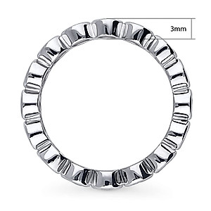 BERRICLE Sterling Silver Bubble Wedding Rings Bezel Set Cubic Zirconia CZ Anniversary Eternity Ring for Women, Rhodium Plated Size 7