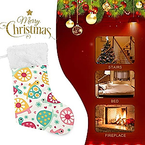 Kigai Christmas Stockings Cute Floral Sea Turtles Large Candy Stockings Stuffers Kids Cute Xmas Sock Decorations 1PC for Home Holiday Party 12" x18"