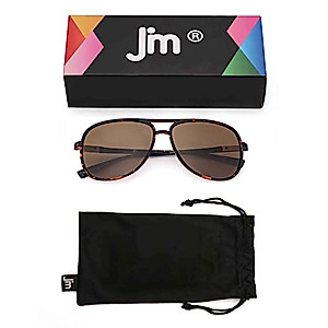 JM Retro Polarized Aviator Sunglasses Mirror Lightweight Eyeglasses for Men Women (Tortoise/Polarized Brown)