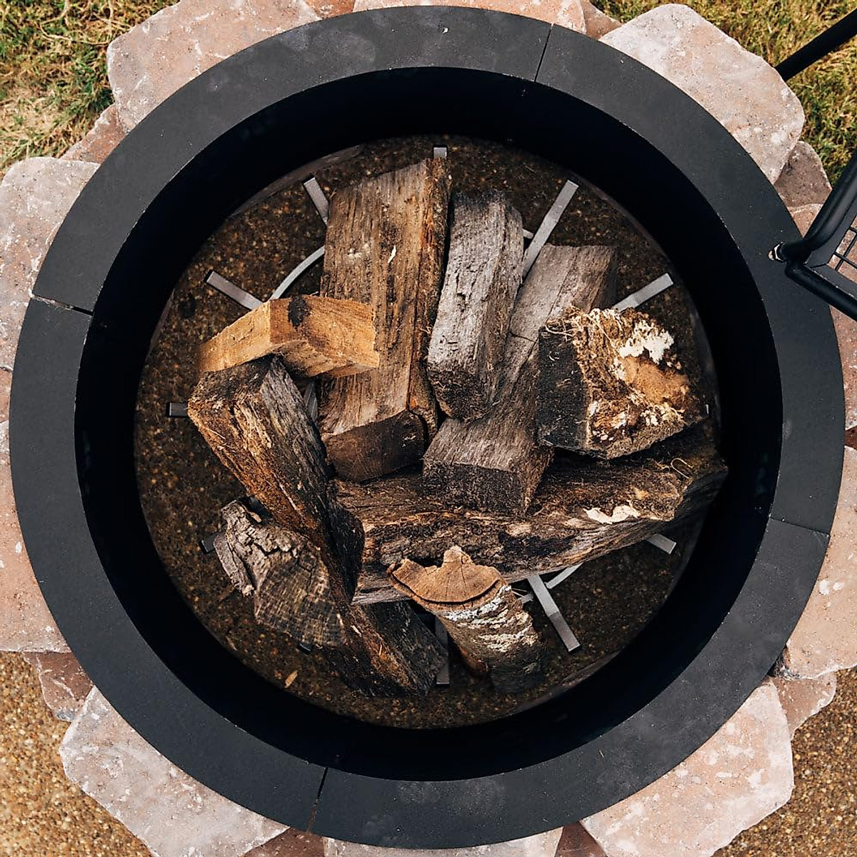 Titan Great Outdoors 24" Wagon Wheel Fire Grate, Decorative Wood Burning Lifted Grate Pit