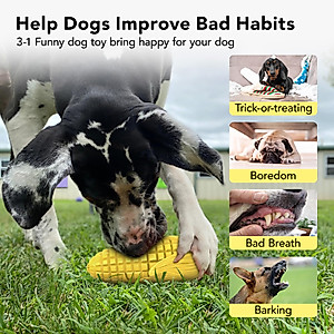 HICC PULE Indestructible Dog Toy for Aggressive Chewers, Squeaky Tough Dog Chew Toys with Bacon Flavor, Durable Dog Teeth Cleaning Toy for Medium Large Breeds, Keep Dog Busy (Yellow)