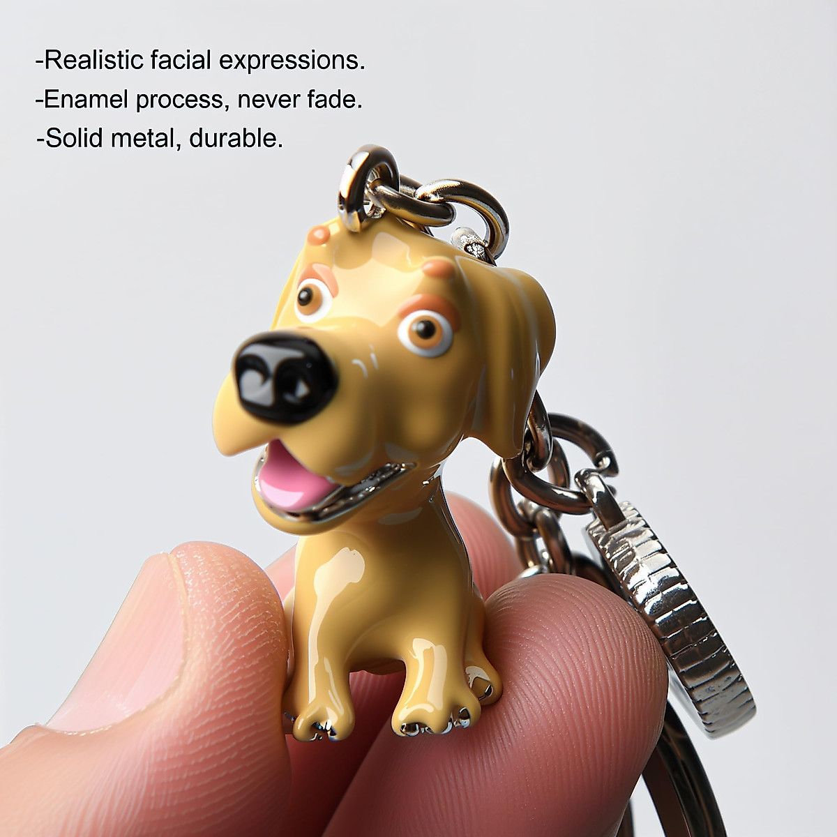DOR QUEEN Dazzling Enamel Dog Keychain - Yellow Labrador Retriever,D Mini Handcrafted Metallic Charm,Perfect for Families & Kids Adults!