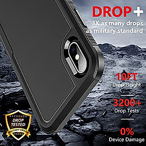 SPIDERCASE for iPhone Xs Max Case, [10 FT Military Grade Drop Protection] [Non-Slip] [2 pcs Tempered Glass Screen Protector] Shockproof Airbag Cushion Protective Case for iPhone Xs Max 6.5” (Black)