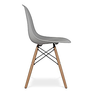 Aron Living Pyramid 17.5" Plastic and Beech Wood Dining Chair in Gray