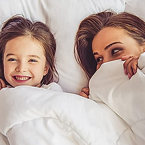 Down Mattress Topper- Queen Size-4” Gusset Duck & Down Filled Featherbed with Cotton Cover-Plush Pillow Top for Extra Cushion & Support by Lavish Home White