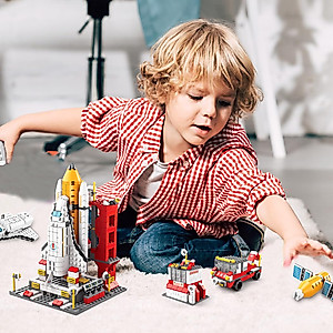 Nimpark Space Exploration Shuttle Building Set - Compatible with Major Brands, 6-in-1 Aerospace MOC Model Toys with Launch Control Center for 6 7 8 9 10 11 12 Year Old Kids, Boys & Girls (1000 Pcs)