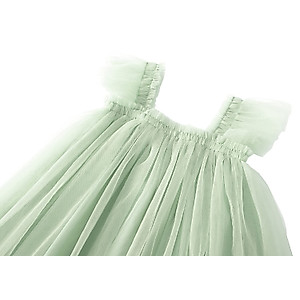 AGQT Baby Girls Tutu Dress Sleeveless Toddler Infant Tulle Tutu Dresses Birthday Party Flower Wedding Layered Lace Mini Layers Dress Light Green Size 4-5T