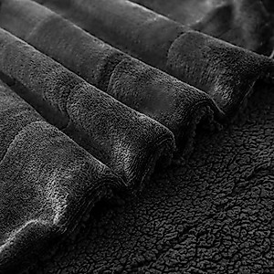 BEDELITE Sherpa Fleece Throw Blankets Twin Size- 480GSM Thick Warm Winter Blankets, Super Soft Fuzzy Fluffy Cozy Blankets for Couch, Bed, Sofa(60" X 80", Black)