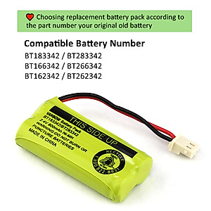 VANBOW BT183342/BT283342 2.4V 800mAh Ni-MH Battery Pack, Compatible with AT&T VTech Cordless Phone Batteries BT166342/BT266342 BT162342/BT262342 CS6709 CS6609 CS6509 CS6409 EL52100 EL50003 (Pack 2)