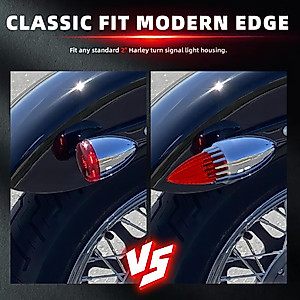 FATECIM 2" Turn Signal Light Covers Supersonic Replacement Red Lenses Clip On for Softail Street Road Glide Fat Boy Sportster Dyna Deluxe Chrome Bezel