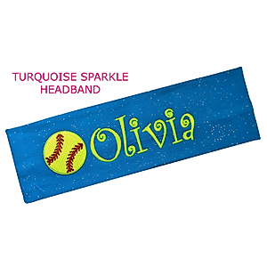 Funny Girl Designs Personalized Embroidered Softball Patch Cotton Stretch Headband Your Custom Colors and Player Name