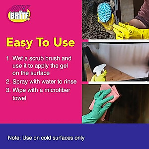 Quick N Brite Fireplace Gel Cleaner with Scrub Brush for Brick, Stone, Rock, Tile, and Marble, Nonabrasive Fireplace Cleaner, Made in the USA, 16 oz