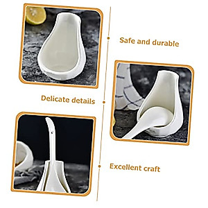 Cabilock 3 Sets Spoon Holder Set Cooking Utensil Holder Soup Spoon Gravy Ladle Soup Spoon Rest Spoon Stand Hot Pot Ladle Braces Kit Kitchen Utensils Delicate White Ceramics Tableware