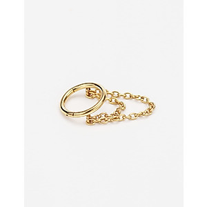 FANSING 16g Gold Plated Surgical Steel Cartilage Earrings Hoop 8mm Helix Piercing Jewelry with Double Chains 5/16" Cartilage Hoop 16 Gauge