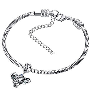 DWJSu Lucky Elephant Charms Good Luck Symbol Blue Crystal Dangle Animal Bead Charm fit Pandora Charm Bracelet & Necklace, DW-NEW075