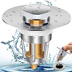 Partreko Universal Bathroom Sink Stopper, Upgraded Anti Clogging Pop Up Sink Drain Strainer Stoppers with Filter, Fits 1.08"—1.5" Drain Holes, Anti-Rust Bronze Drain Stopper with Hair Catcher（Sliver）