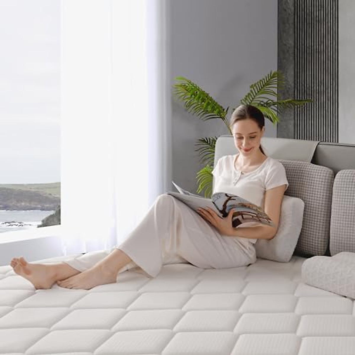 OGlAWA Twin Mattress in a Box,10 Inch Twin Mattresses,Gel Memory Foam Medium Firm Grey Hyrid Mattress,Quality Comfort and Adaptive Support Breathable Cooling Twin Mattress,CertiPUR-US.