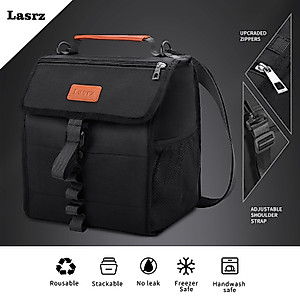Lunch Box for Men Women, Insulated Lunch Bag for Men, Foldable Roll-Top Lunch Box, Lunch Cooler for Men Work, Office, Picnic, Beach, Hiking, Leakproof Tote Bag for Adults - Black