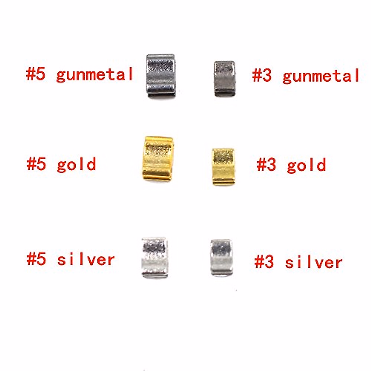Meillia 55 Pieces #3 and #5 Zipper Bottom Stops and Top Stops Zipper Stops in Gold, Silver and Gunmetal