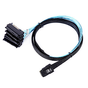 ADCAUDX Mini-SAS to SAS-Cable: 1M SFF8087 to SAS SFF-8087 to SFF-8482 Connector 4X SAS with SATA-Power Adapter Cable (3.3FT)